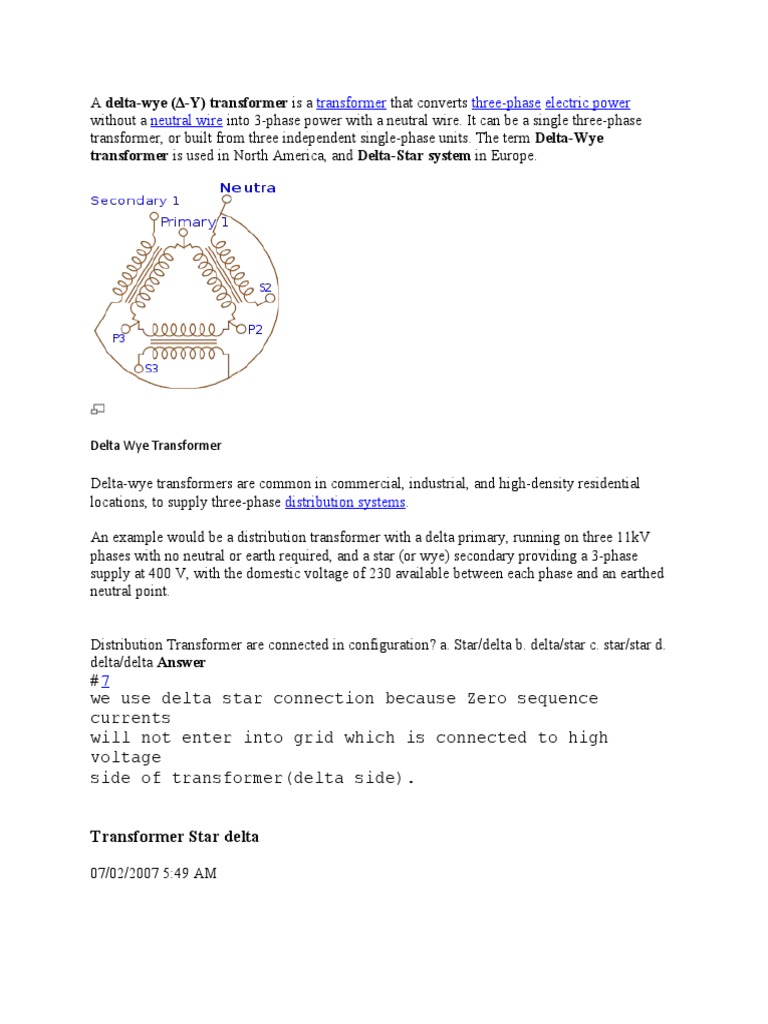 Distribution Transformer Are Connected in Configuration | PDF ...