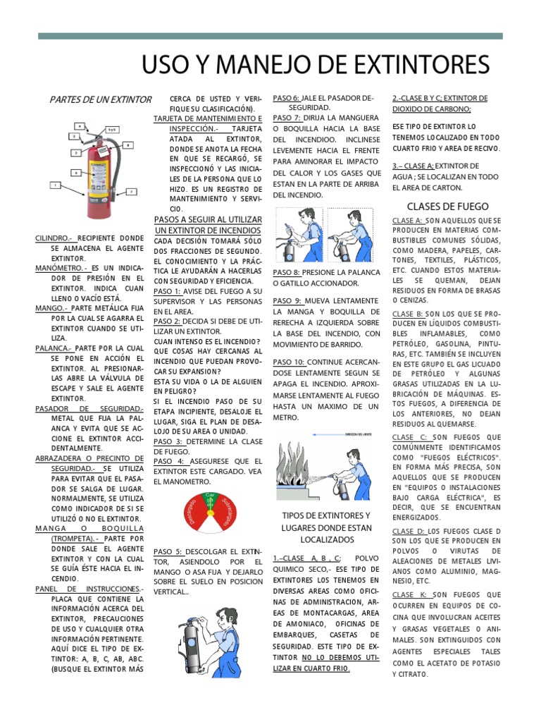 Usoy Manejo de Extintores Folleto 2016 | PDF | Materiales | Química