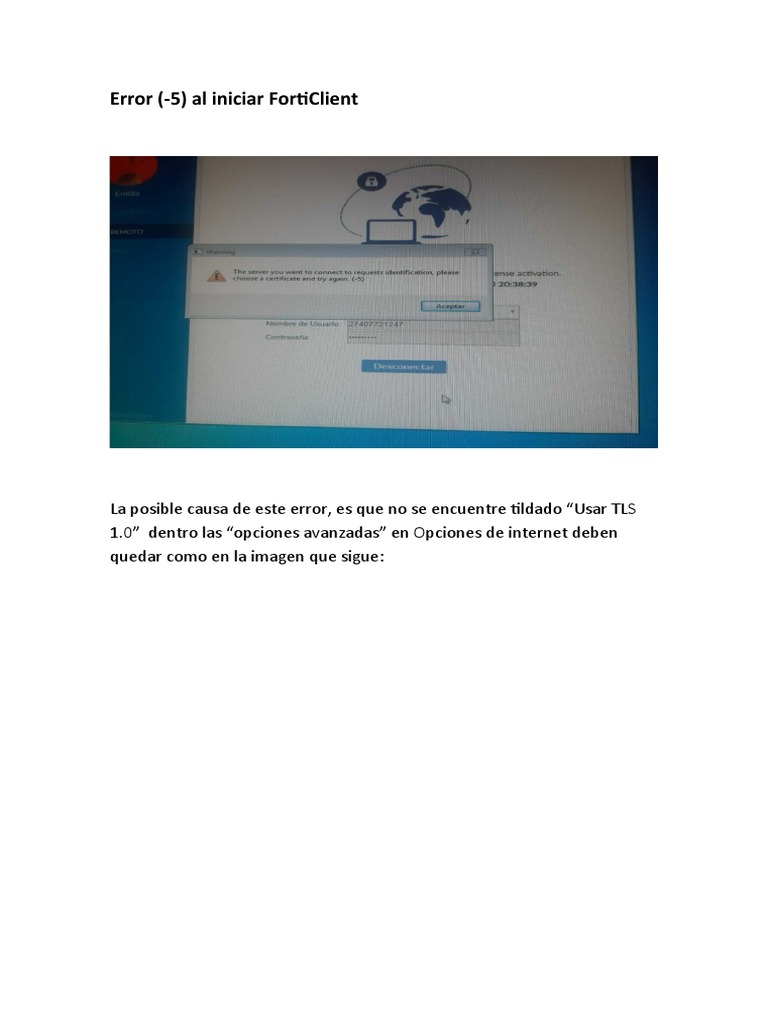 Error (-5) Al Iniciar FortiClient | PDF