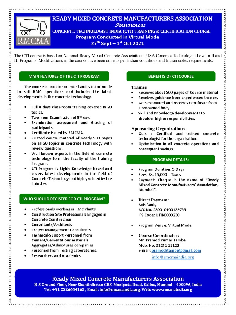 CTI Program Flyer | PDF | Concrete