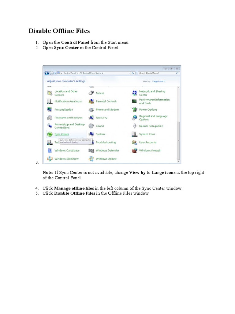 Disable Offline Files | PDF | Microsoft Windows | Windows 7
