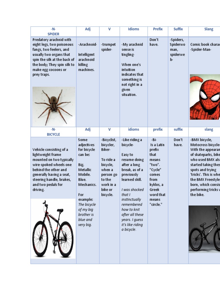 N-Spider Adj V Idioms Prefix Suffix Slang | PDF | Adventure Travel ...