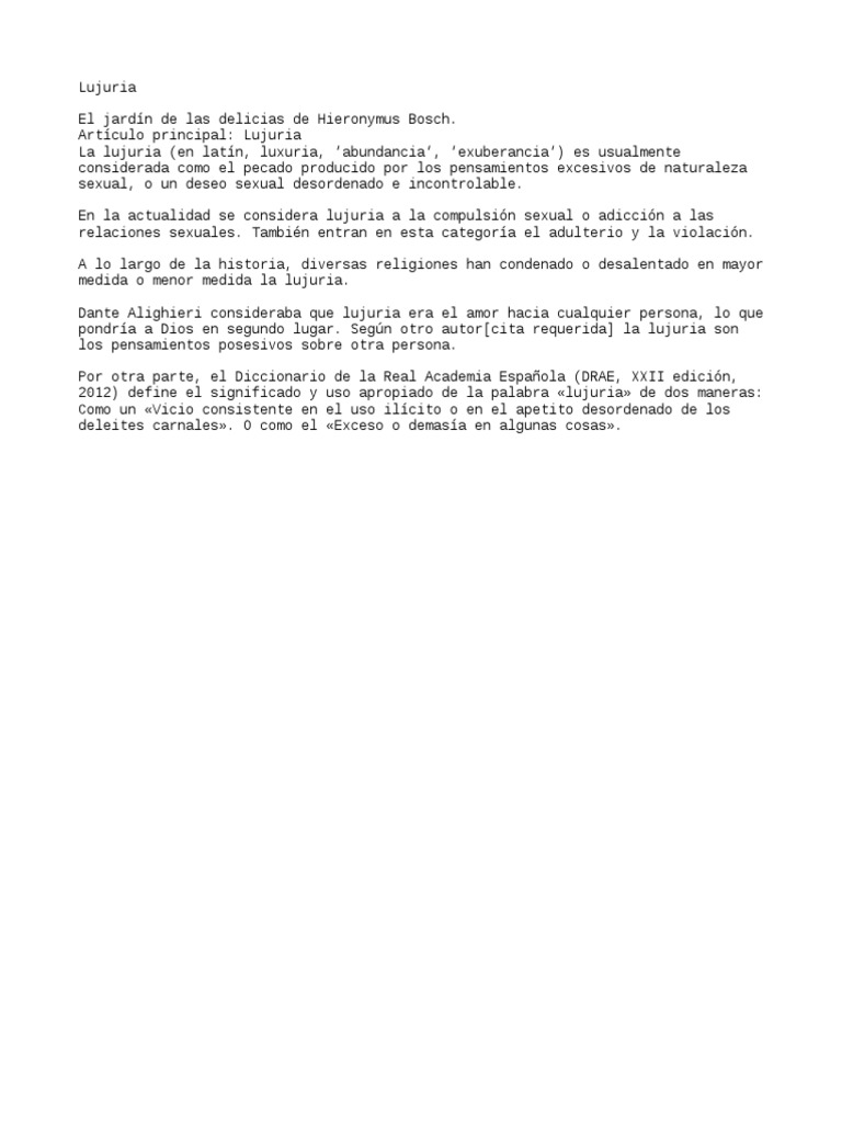 Definición y concepto de lujuria | PDF