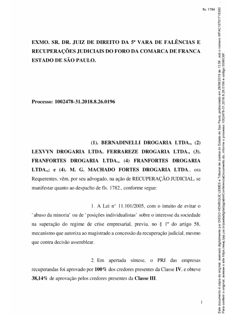 Modelo Petição Cram Down | PDF