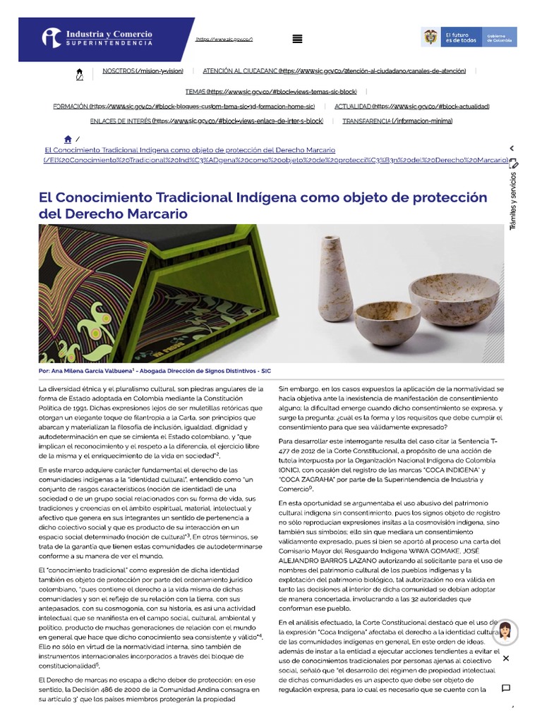 El Conocimiento Tradicional Indígena Como Objeto de Protección Del Derecho Marcario | PDF