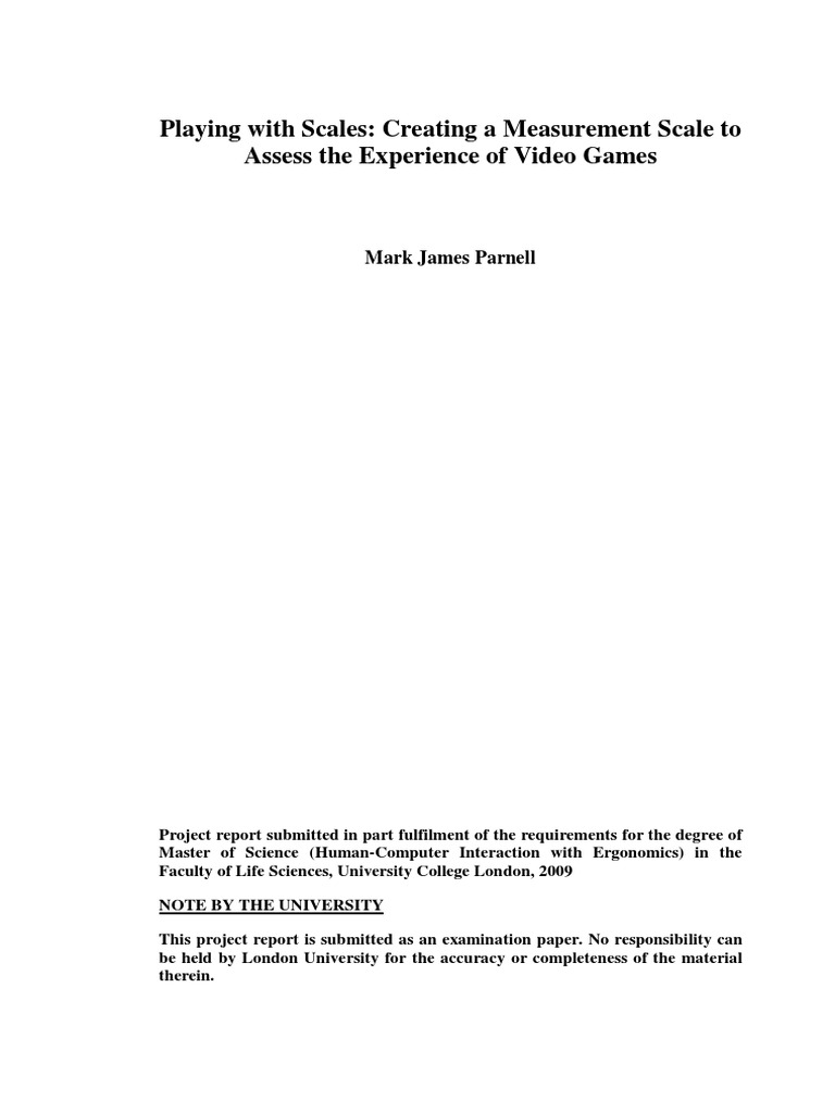 Gameplay Scale for Video Game Appeal | PDF | Flow (Psychology) | Usability