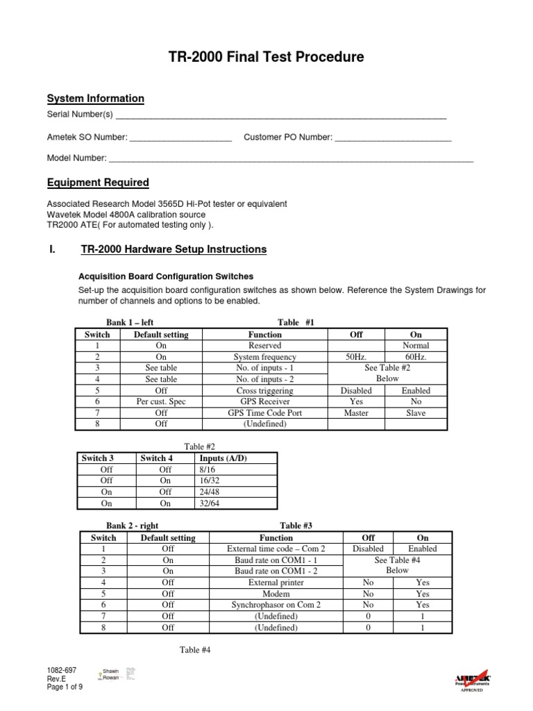 TR-2000 Final Test Procedure Guide | PDF | Bios | Booting