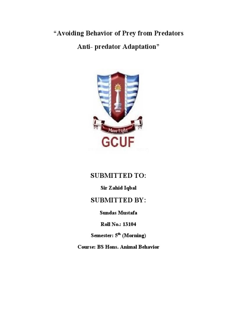 Avoiding Behavior of Prey From Predators | PDF | Predation | Mimicry