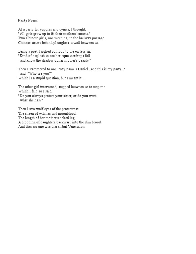 Party Poem: A Reflection on Identity | PDF
