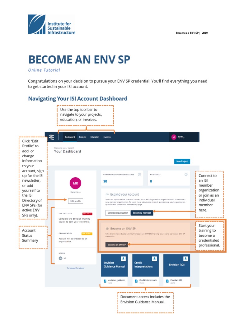 Become An Env SP: Navigating Your ISI Account Dashboard | PDF ...