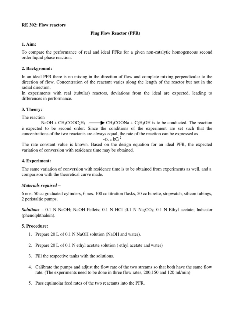 RE 302-Manual - For - PFR | PDF | Chemistry | Titration