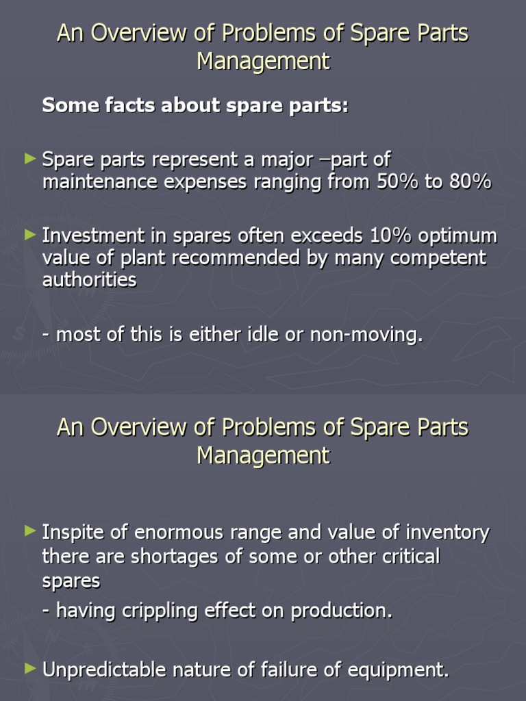 An Overview of Problems of Spare Parts Management | PDF | Inventory ...