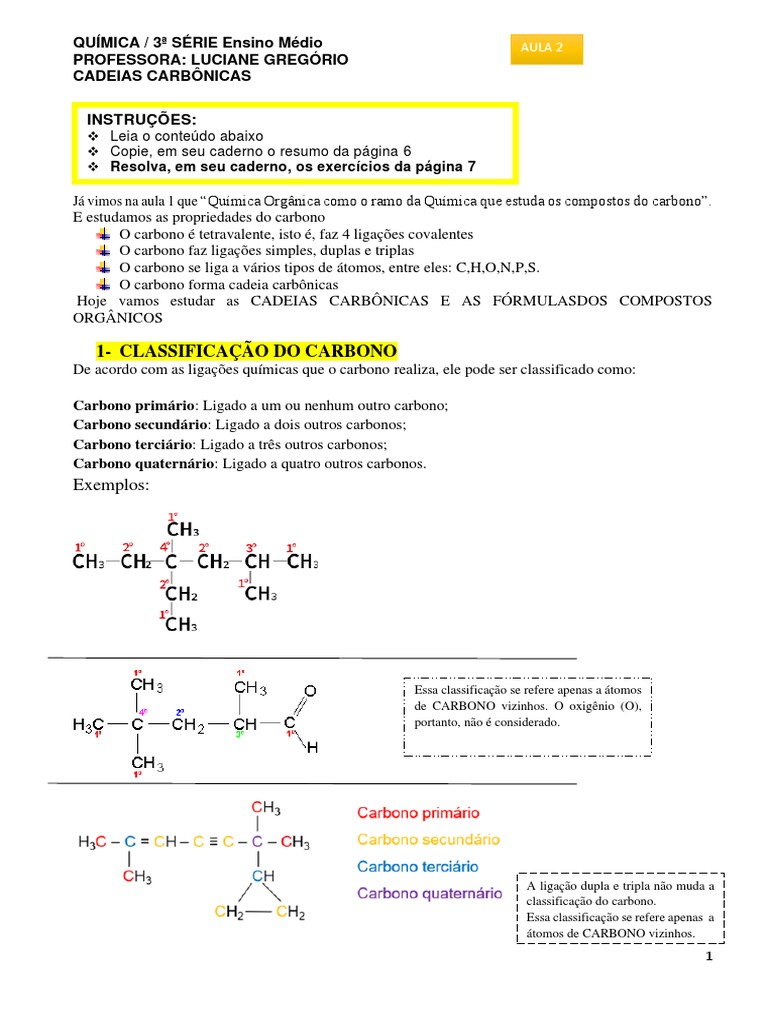 AULA 2 -CADEIAS CARBÔNICAS | PDF | Aromaticidade | Benzeno