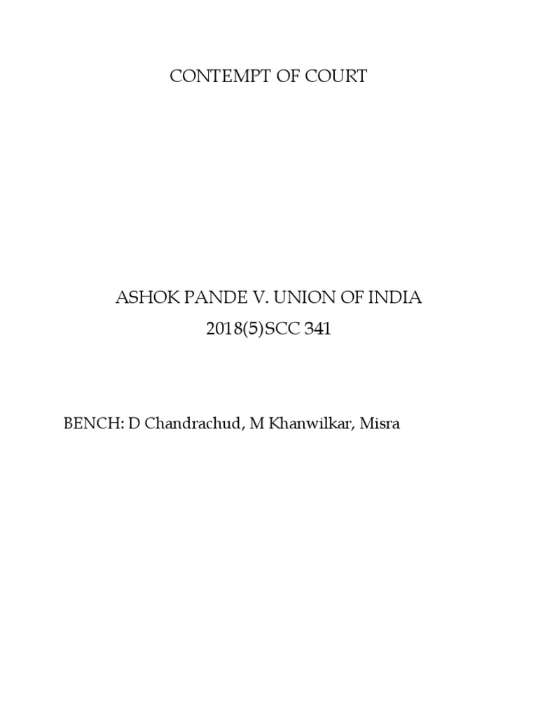 Ashok Pandey Vs - Supreme Court of India | PDF | Contempt Of Court ...