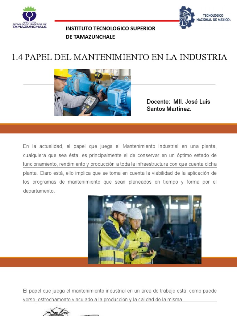 1.4 Papel Del Mantenimiento en La Industria | PDF