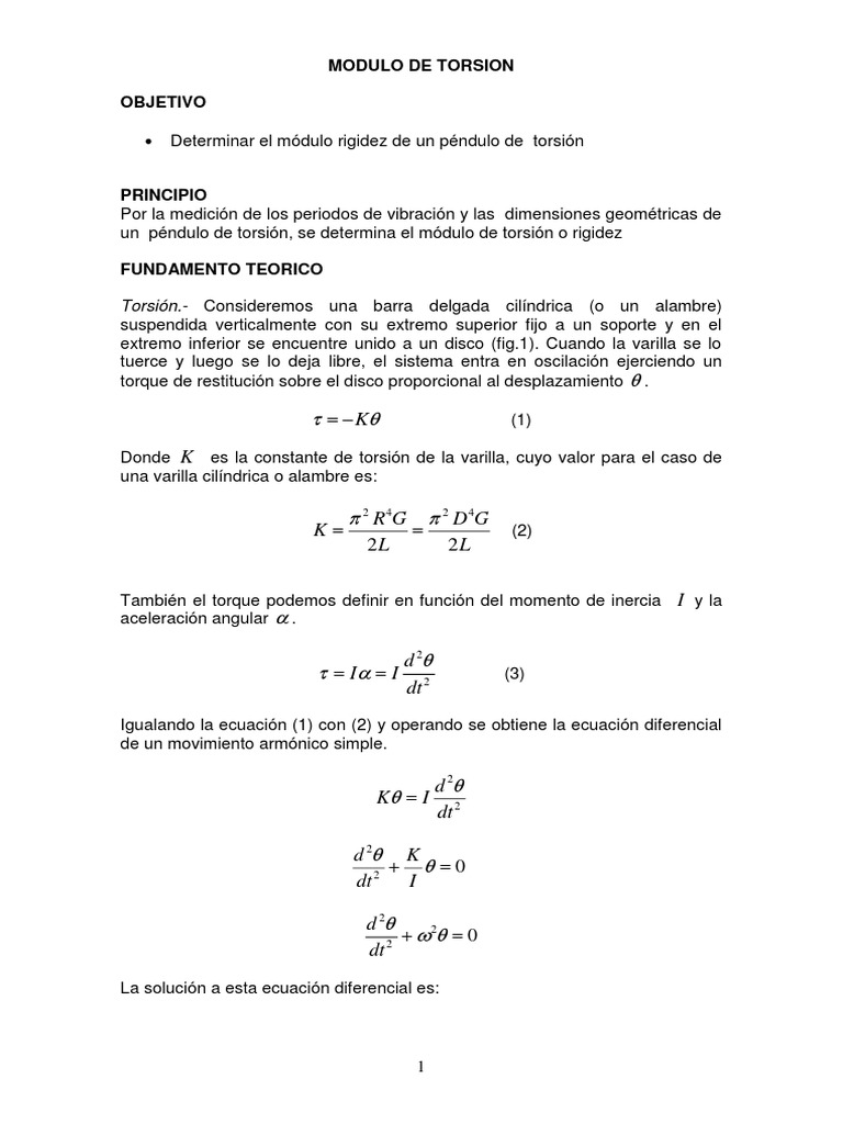 03_MODULO_DE_TORSIÓN | PDF | Péndulo | Física