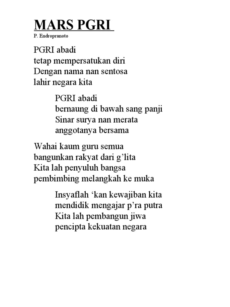 Syair MARS PGRI | PDF