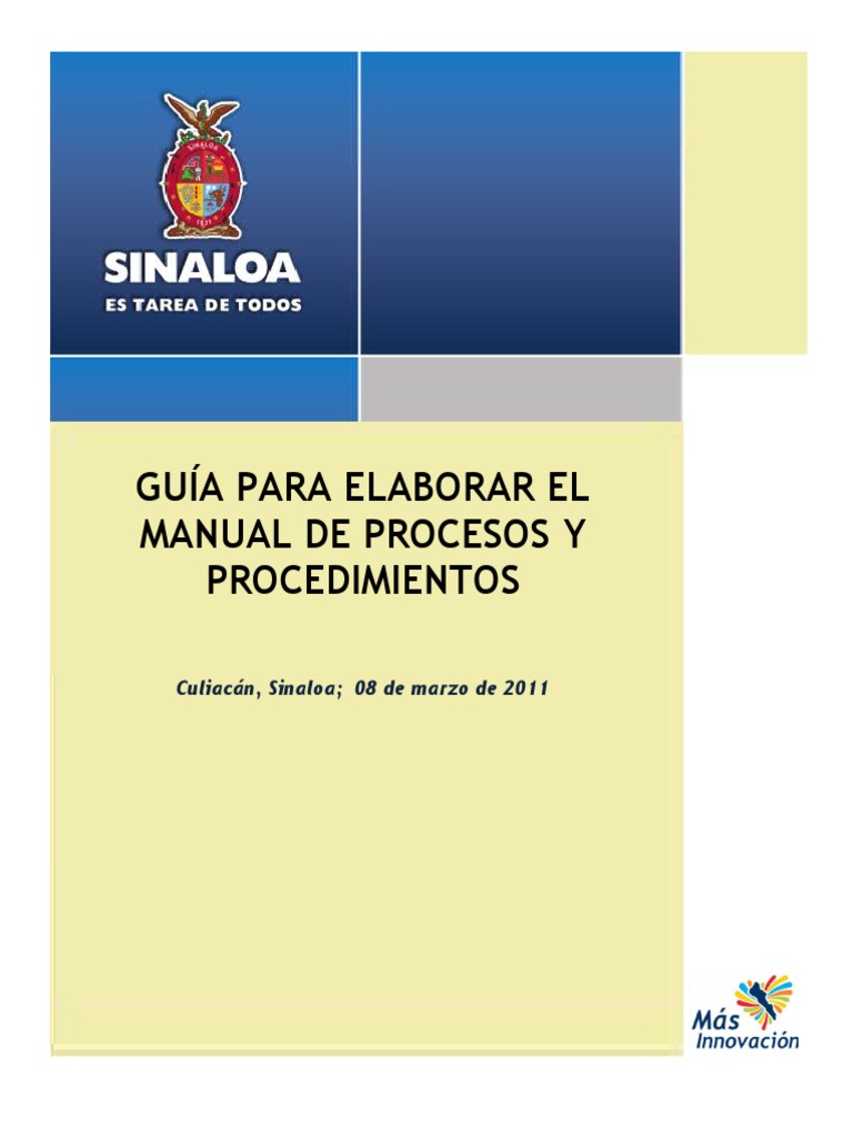 Guia Manual de Procesos y Procedimientos 2011 | PDF | Administración ...