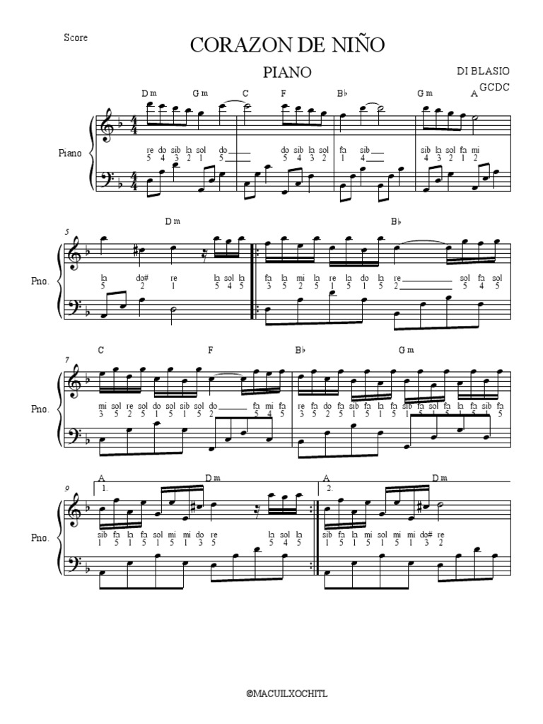 Corazon De Niño Piano Pdf