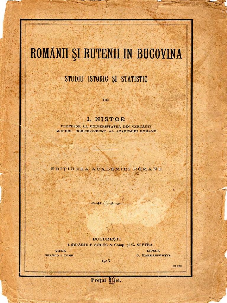 Romanii Si Rutenii in Bucovina | PDF