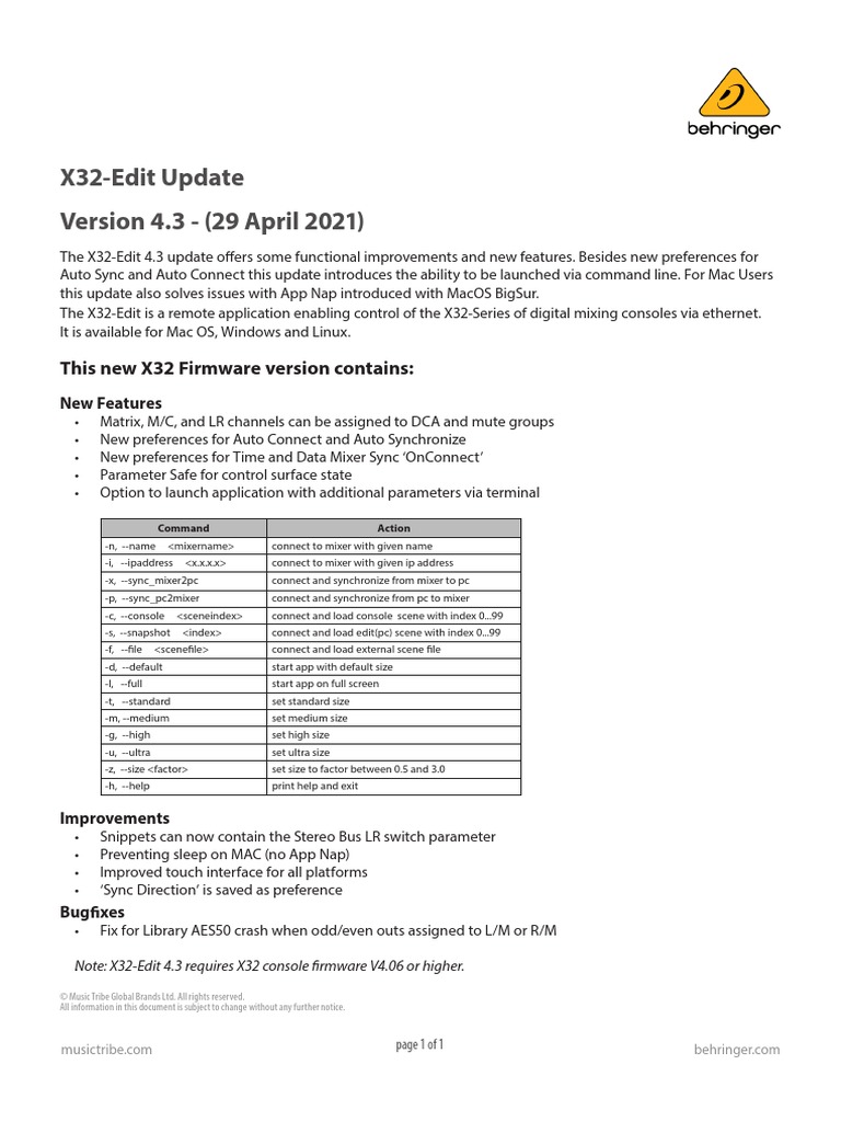 X32 Edit Releasenote - 4.3 | PDF | Command Line Interface | Mac Os