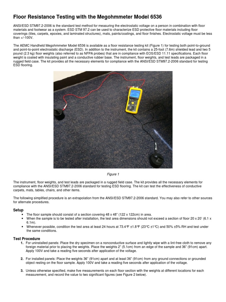 Floor Resistance Testing With The Megohmmeter Model 6536: Setup | PDF ...
