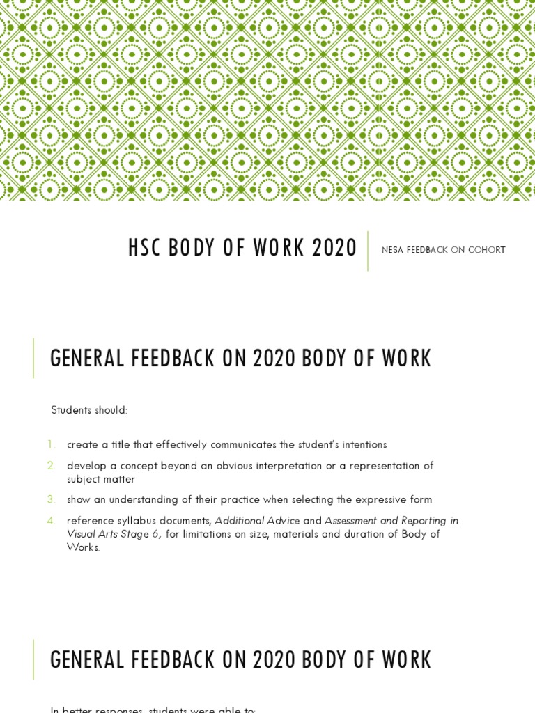 Nesa Feedback On HSC Body of Work Submissions 2020a 1 | PDF | Paintings ...
