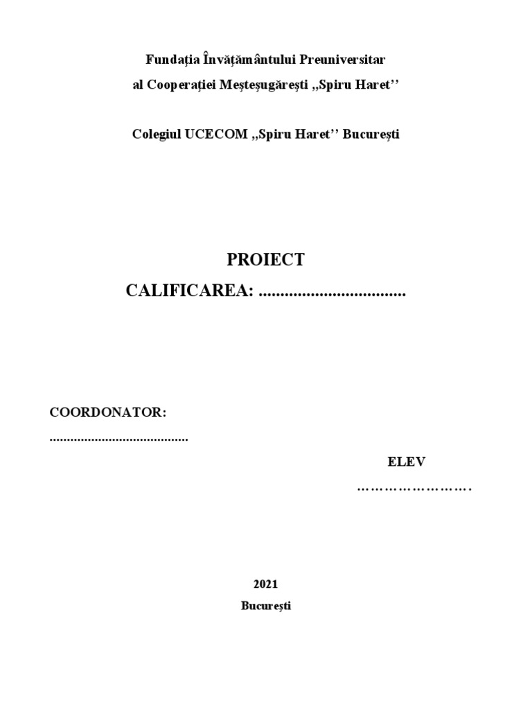 Structura Proiect LICEU | PDF