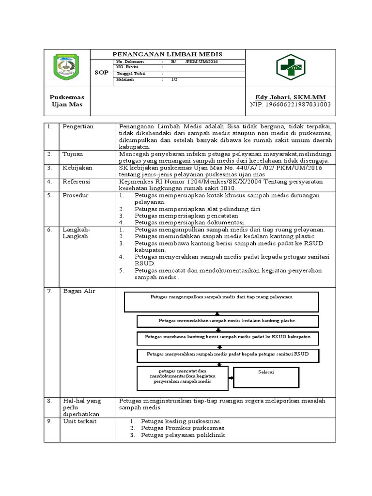 Sop Penanganan Limbah Medis | PDF