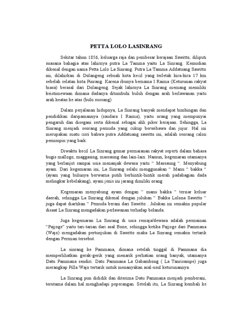 Petta Lolo Lasinrang | PDF