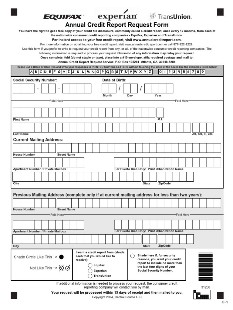 PDF 0093 Annual Report Request Form | PDF | Credit History | Mail