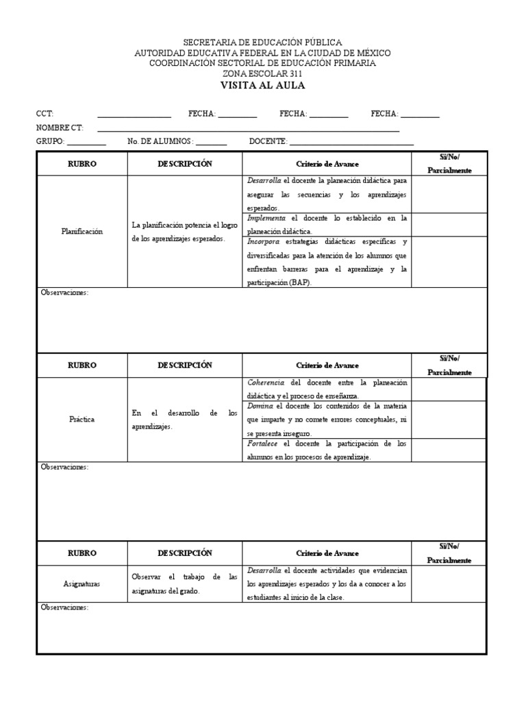 Visita Al Aula Z311 | PDF | Maestros | Aprendizaje