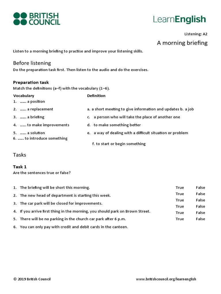 Before Listening: A Morning Briefing | PDF