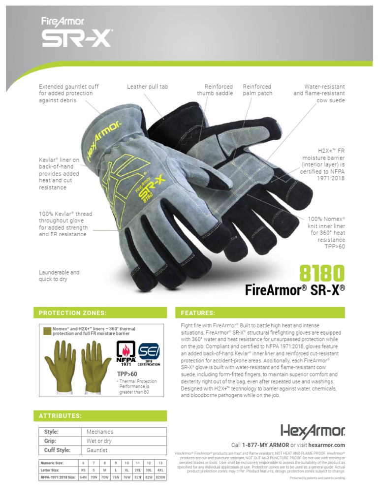 Ficha Técnica Guantes Hexarmor SR-X 8180 | PDF | Glove | Materials