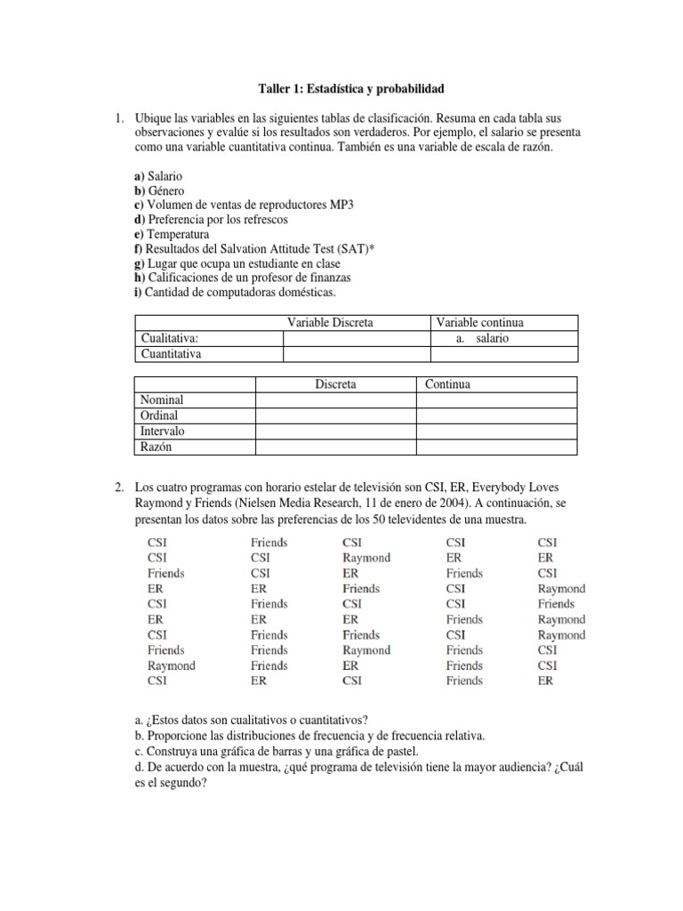 Taller 1.1 Estadistica y Probabilidad | PDF | Histograma | Análisis ...