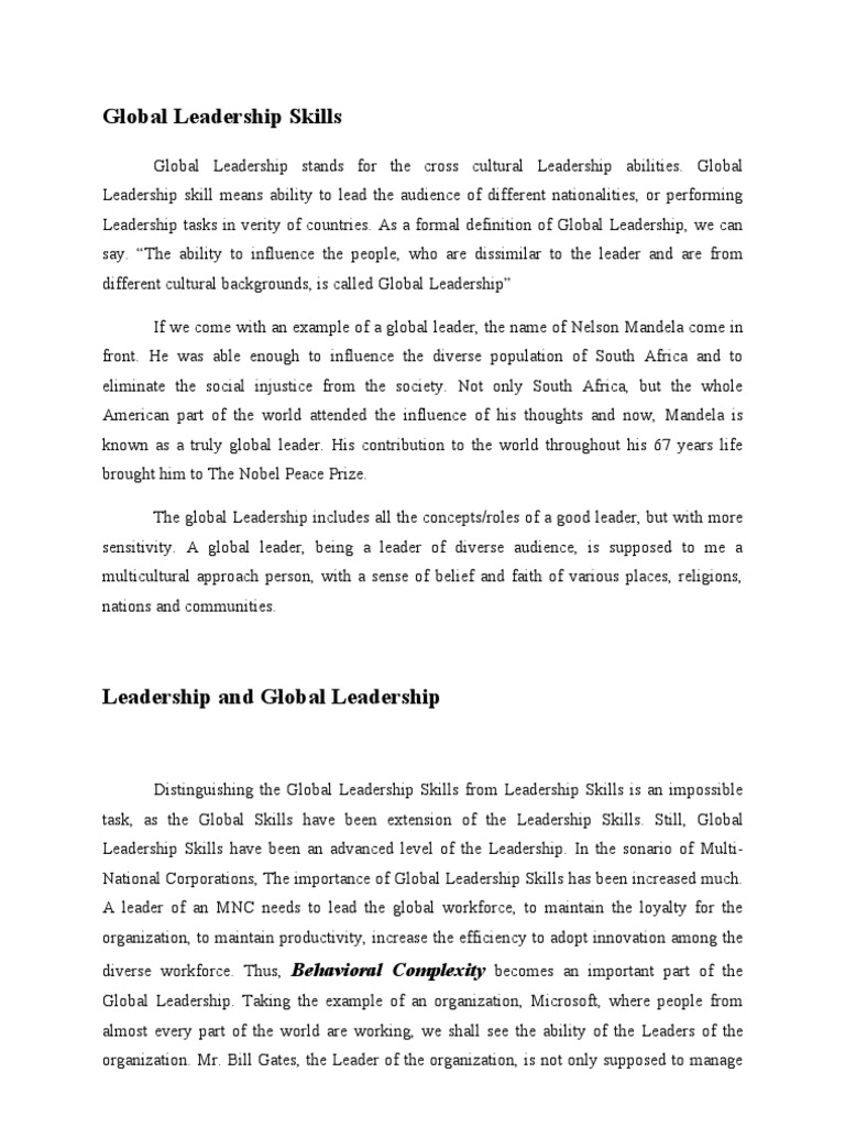 Global Leadership Skills | PDF | Organizational Culture | Leadership