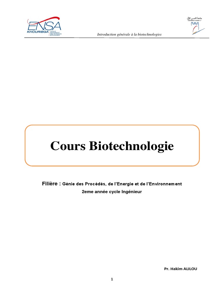 Cours Introduction Générale À La Biotechnologie | PDF | Biotechnologie | Auxine