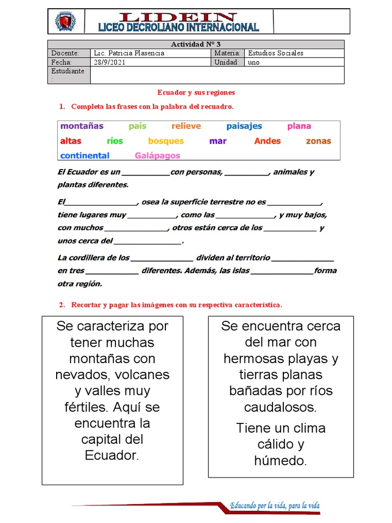 Actividades de Estudios Sociales | PDF