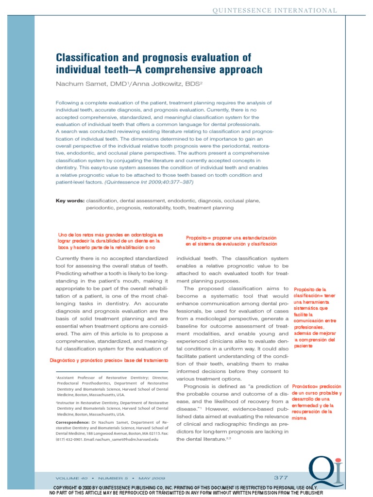 Classification and Prognosis | Download Free PDF | Periodontology ...