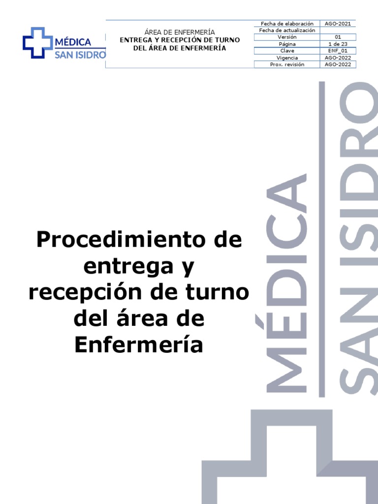 P Entrega Recepción de Enfermeria - 3 | PDF | Hospital | Enfermería