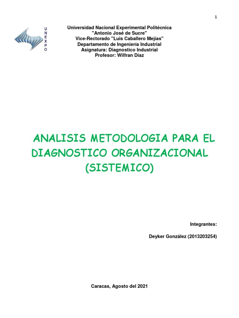 Analisis Diagnostico Industrial Deyker Gonzalez Pdf Sistema