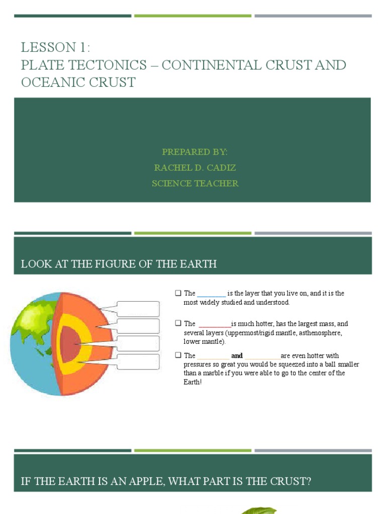 Lesson 1 - Continental & Oceanic Crust | PDF | Plate Tectonics | Earth