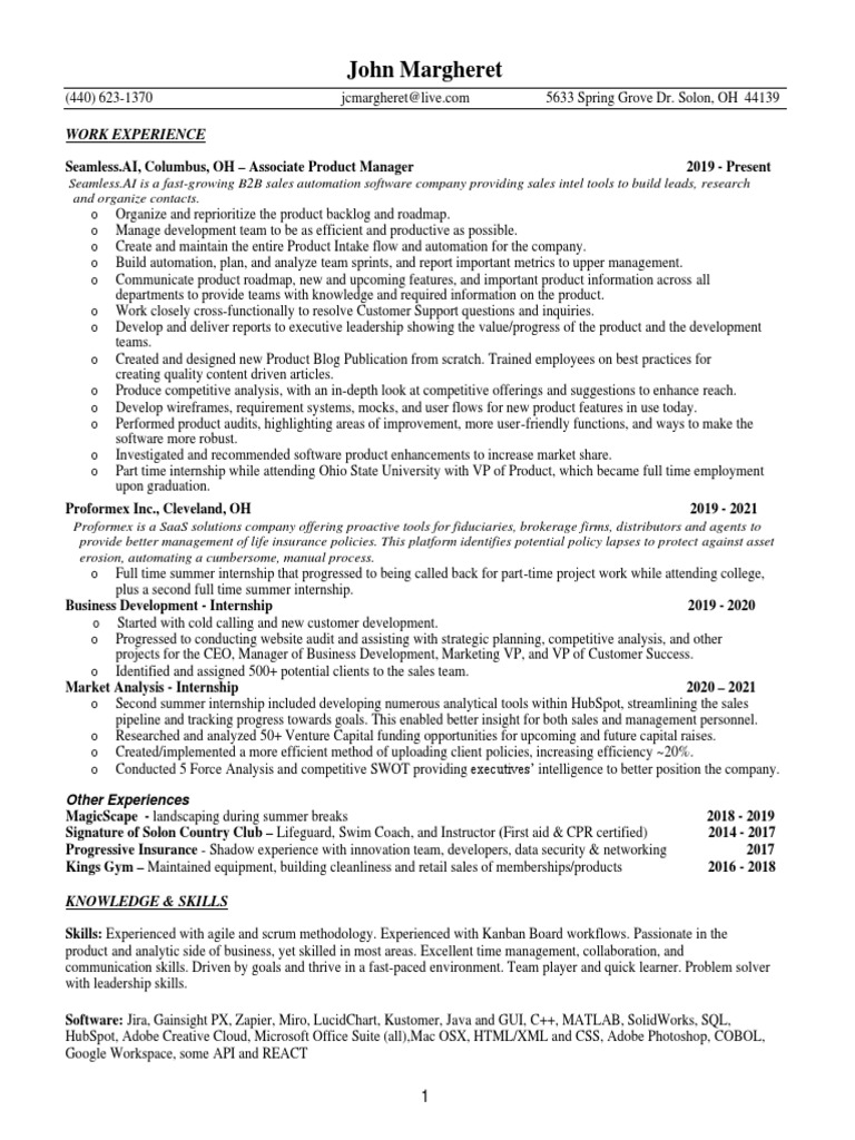 John Margheret Resume 2021 | PDF | Analytics | Sales