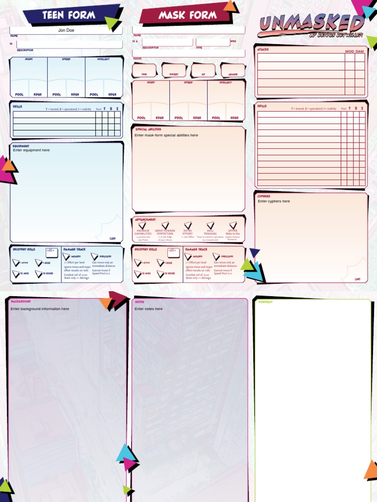 Fillable Cypher System Character Sheet | PDF | Role Playing Games | Gaming
