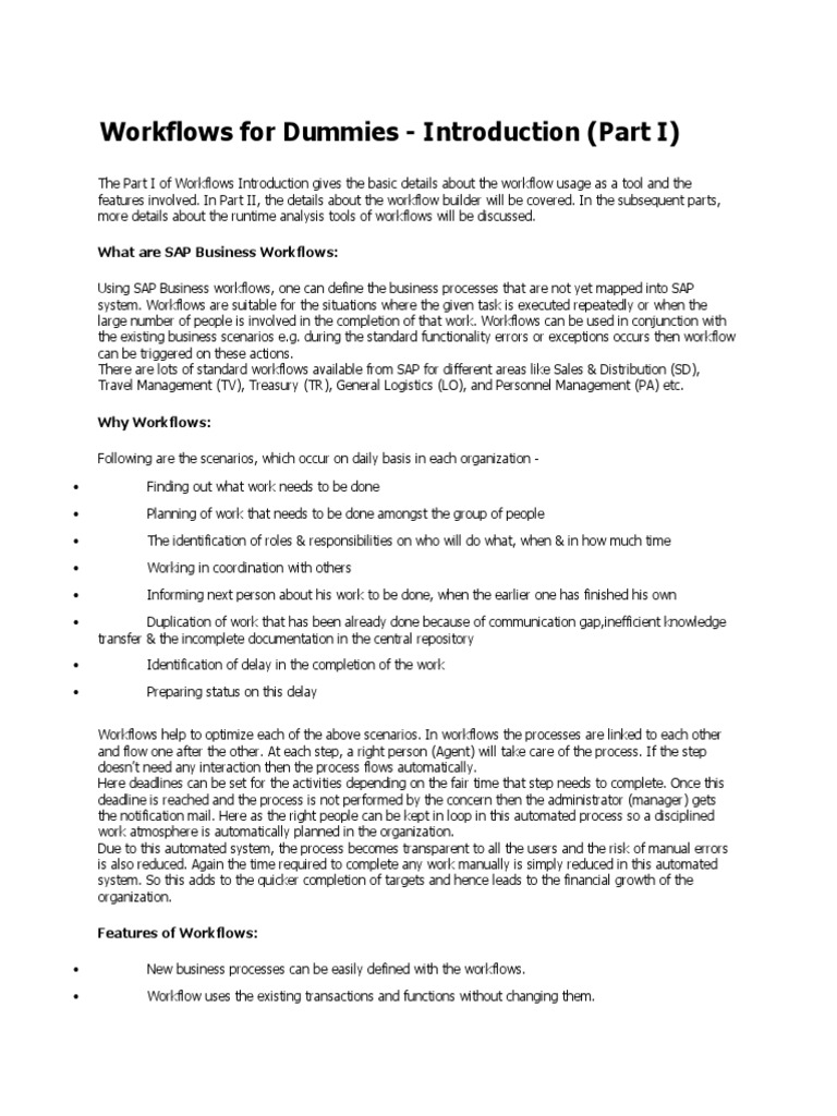 Workflows For Dummies - Introduction (Part I) : What Are SAP Business Workflows | Download Free ...