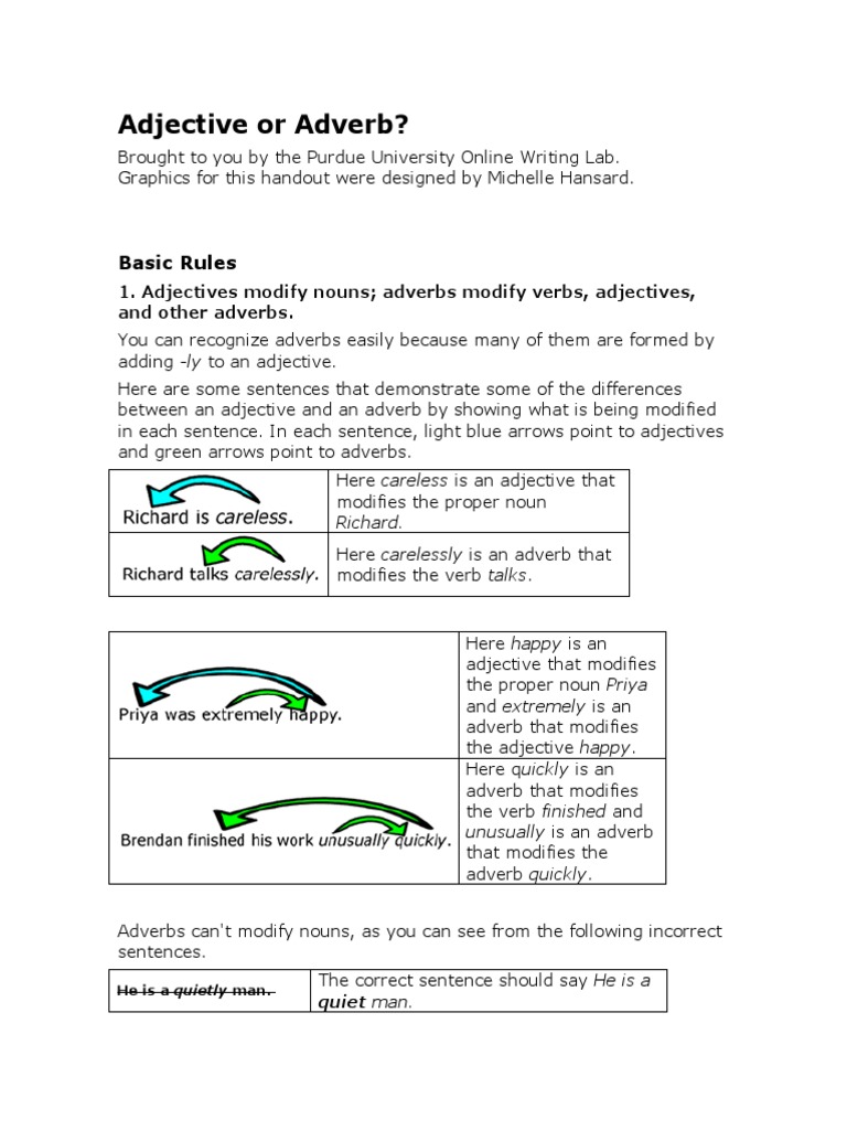 Adjective vs. Adverb Guide | PDF | Adverb | Adjective