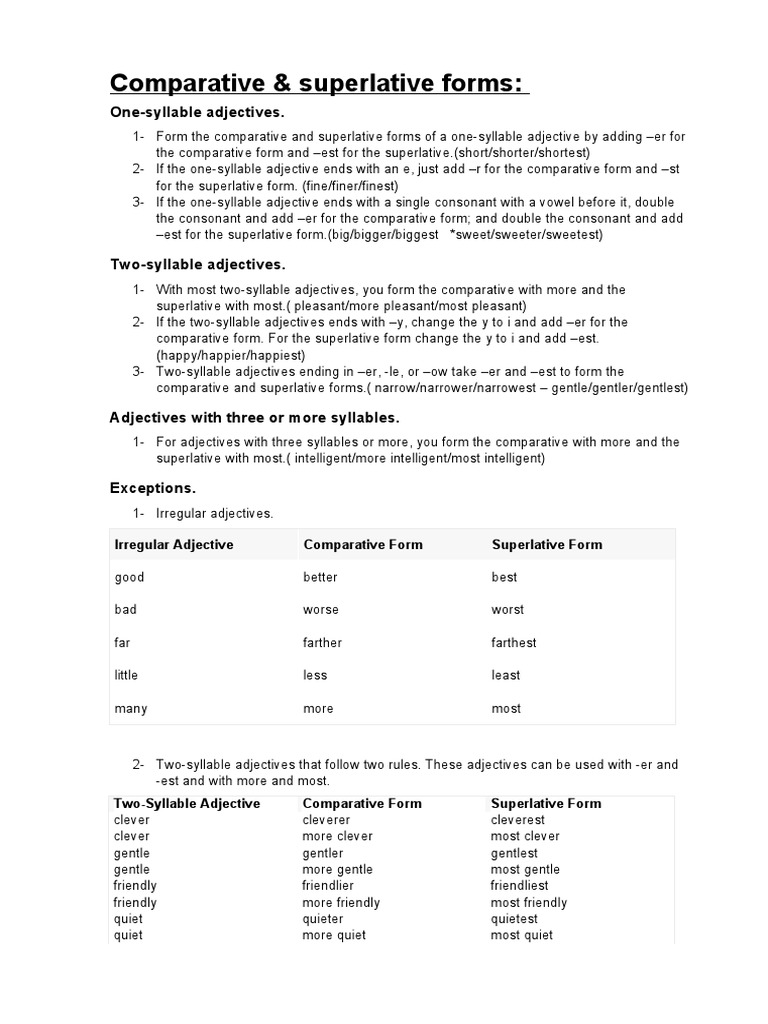 Comparative and Supperlative | PDF | Linguistics | Language Arts ...