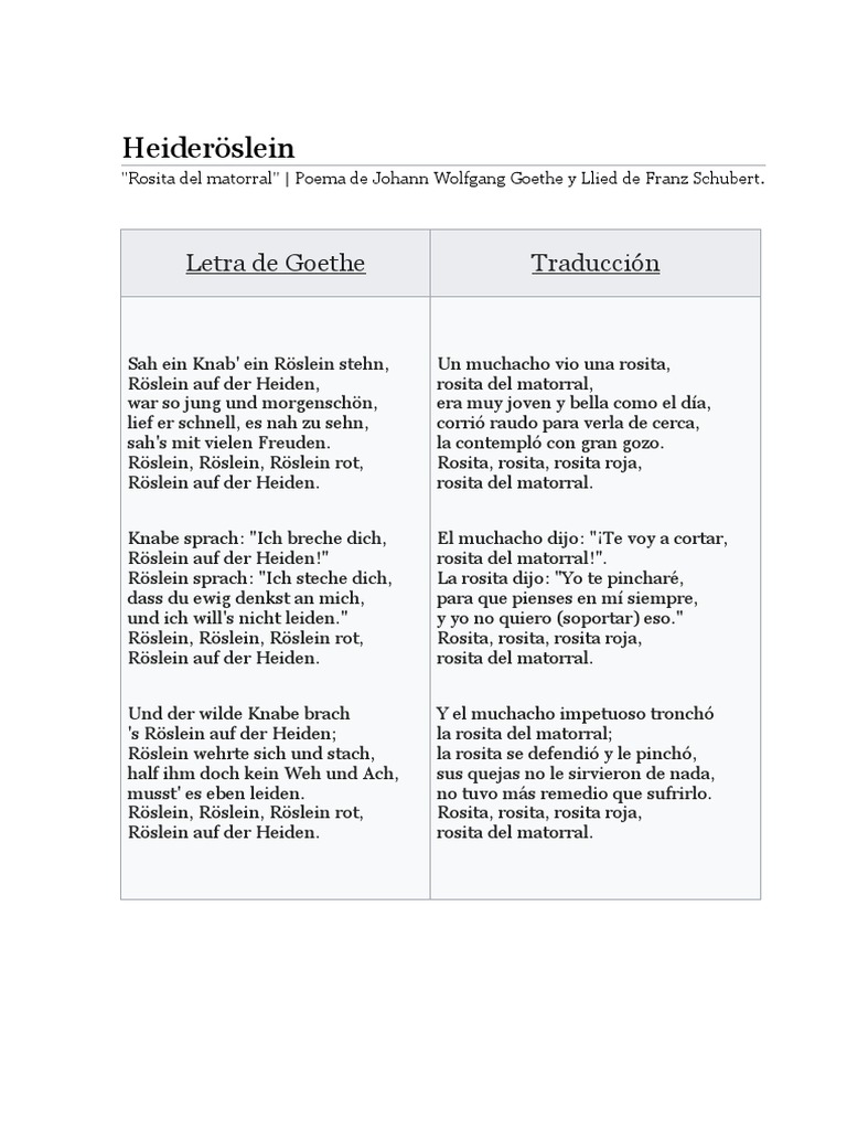 Heidenröslein | PDF