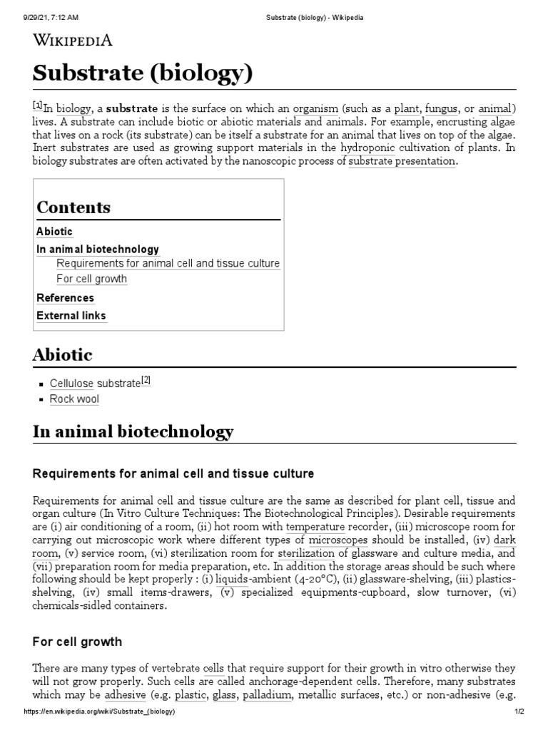 Substrate (Biology) - Wikipedia | PDF | Biology | Organisms