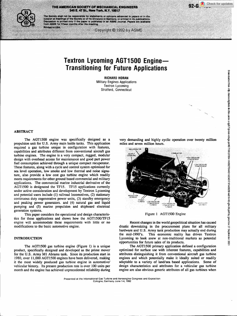 Textron Lycoming AGT1500 Engine - Transitioning For Future Applications ...